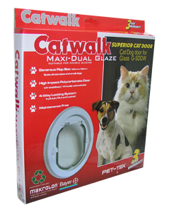 Catwalk Glass Fitting Large Cat Door / Small Dog Dual Glaze White ...